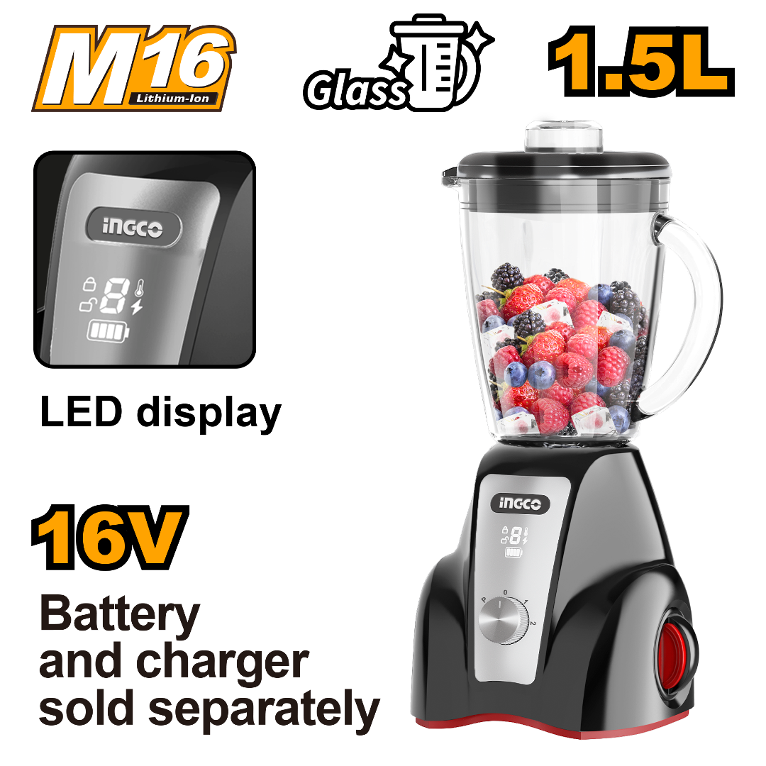 LICUADORA 1.5LT A BATERIA 16V LED DISPLAY INGCO CJB050K ELECTRODOMESTICOS